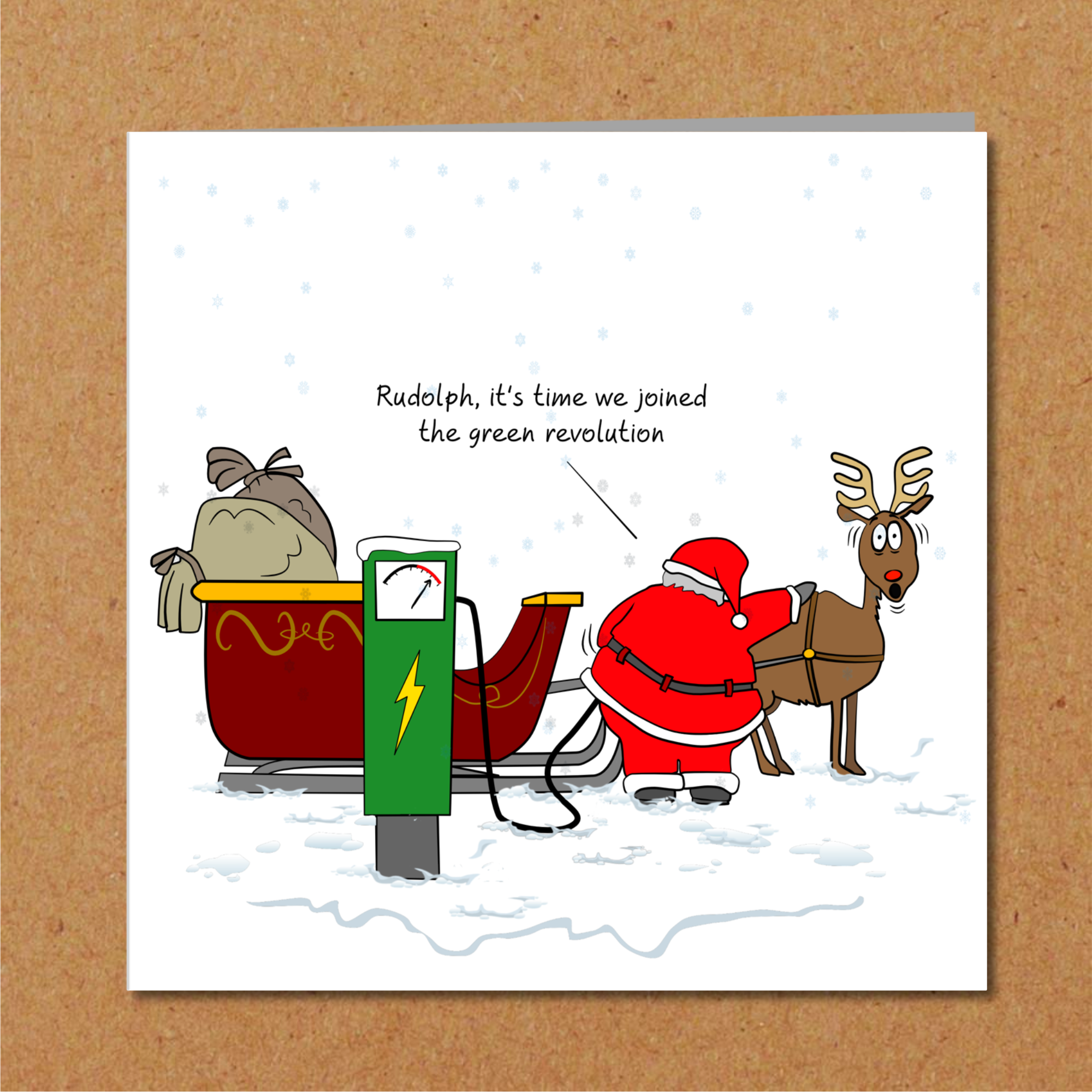 Funny Christmas Card Santa Claus Goes Green Sustainable Environmentall ...